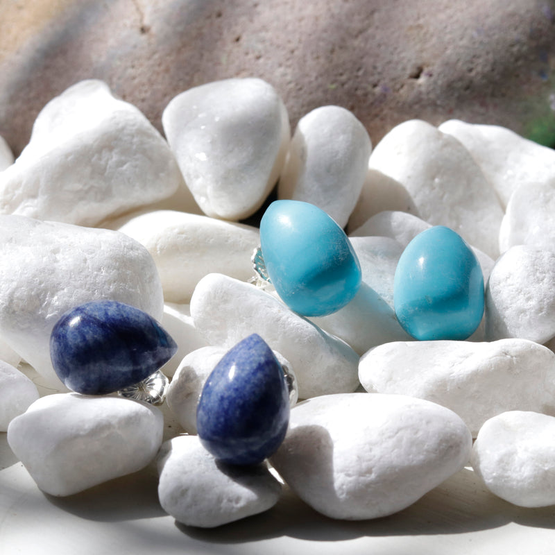 Curved Gemstone Raindrop Studs – Mounir Jewellery