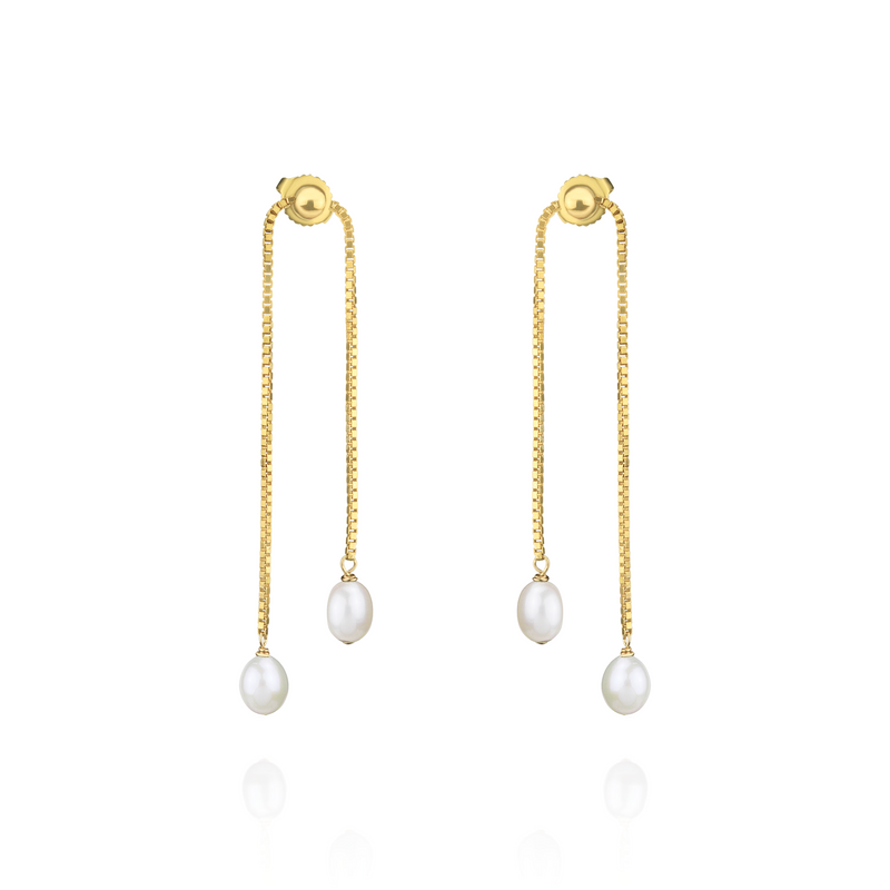 Double Pearl Box Chain Earrings – Mounir Jewellery