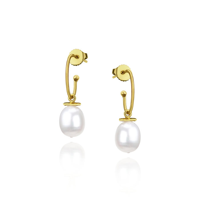 Pearl Drop Oval Hoop Earrings – Mounir Jewellery