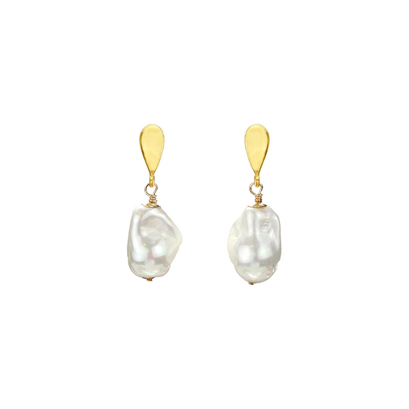 Gold Tops & Shell Pearl Earrings – Mounir Jewellery