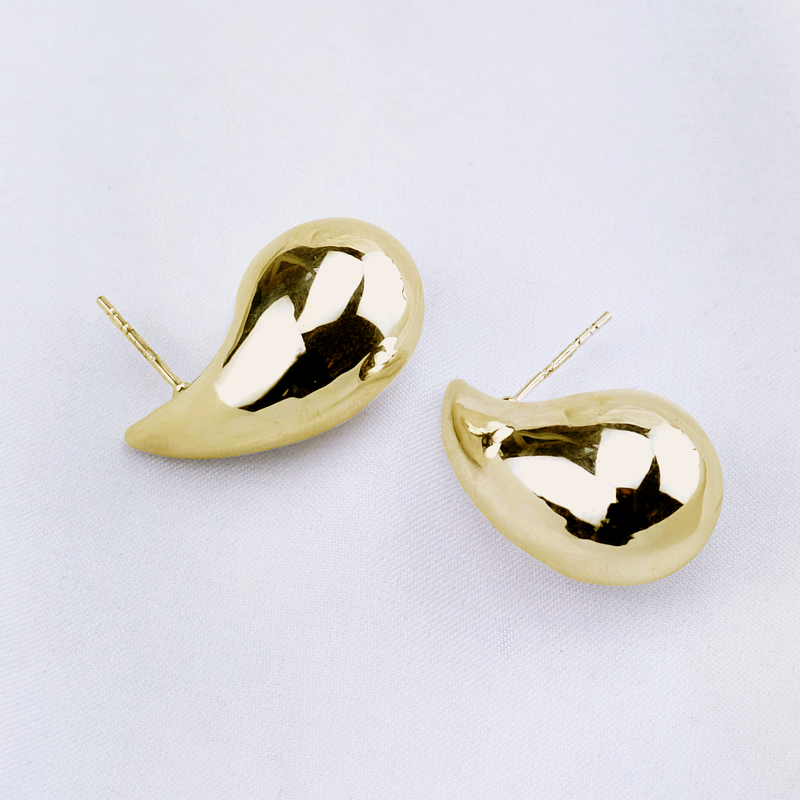 Large Curved Raindrop Studs – Mounir Jewellery