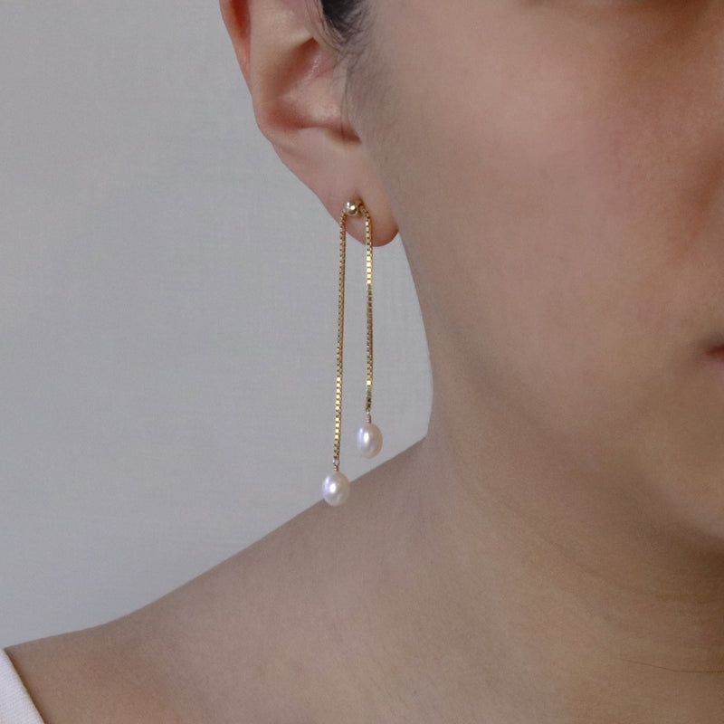Double Pearl Box Chain Earrings – Mounir Jewellery