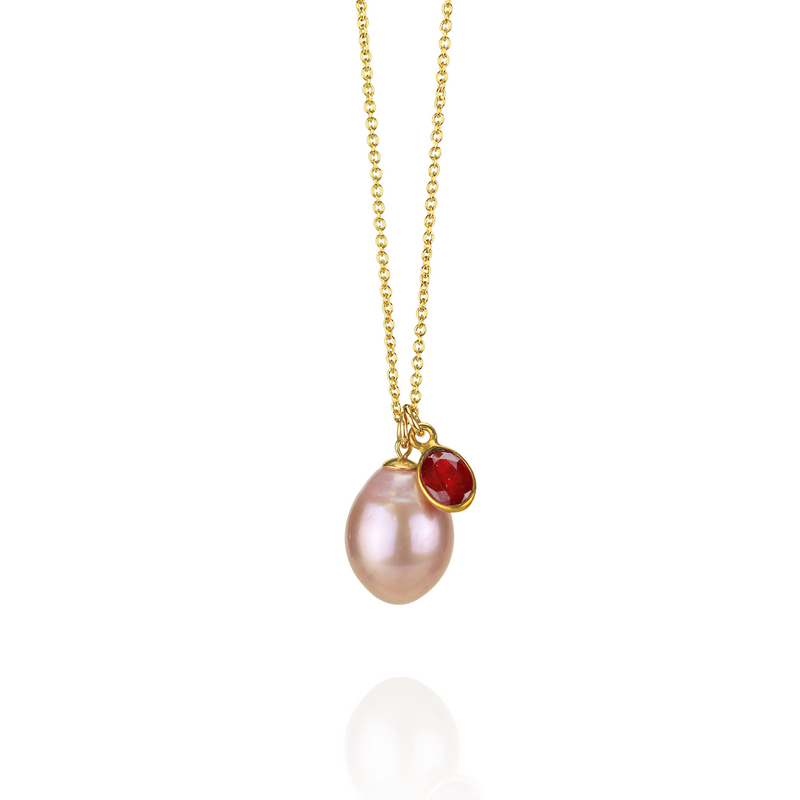 Pink Pearl & Ruby Pendant – Mounir Jewellery