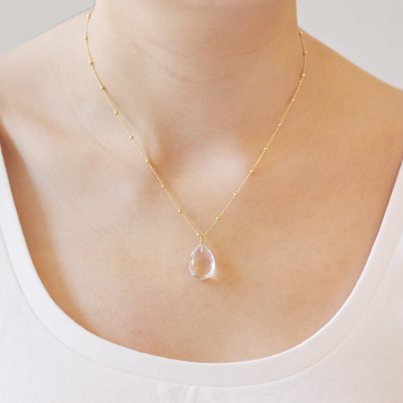 Smooth Rock Crystal Pendant with Satellite Chain – Mounir Jewellery